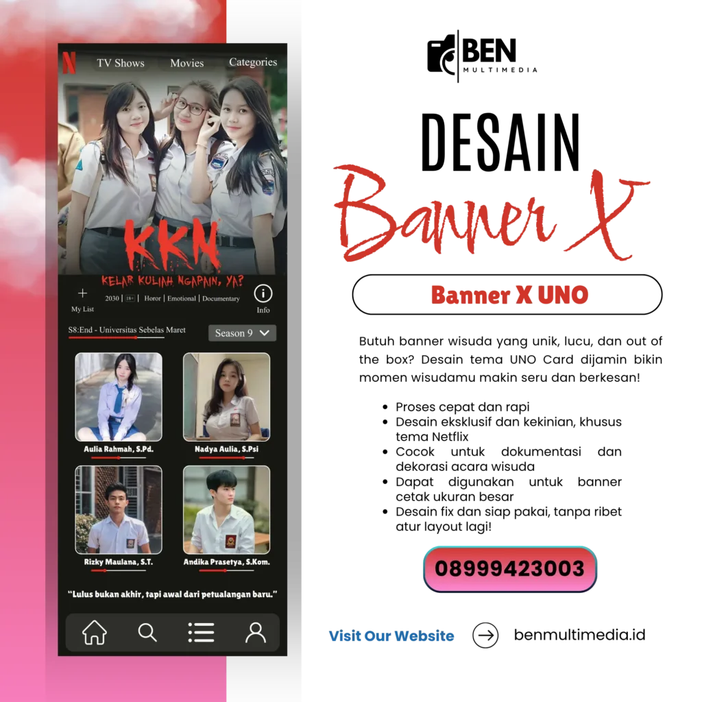 Jasa Desain Banner Wisuda Tema Netflix KKN - Ben Multimedia