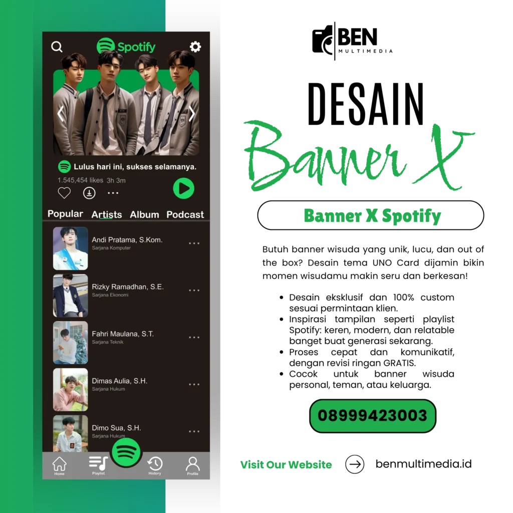 Jasa Desain Banner Wisuda Tema Spotify Play - Ben Multimedia