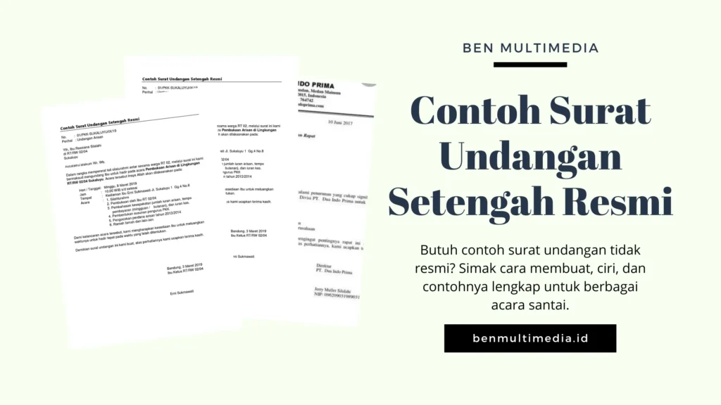 Contoh Surat Undangan Setengah Resmi yang Baik dan Benar